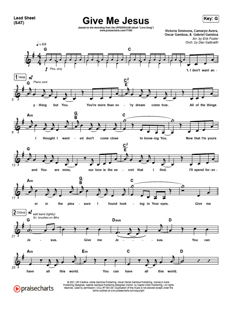 Give Me Jesus UPPERROOM Ab... G Lead Sheet SAT 1 | PDF