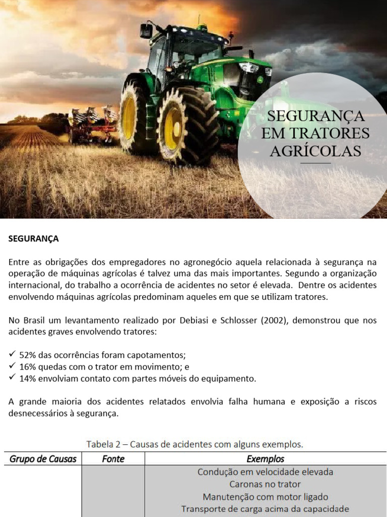 Segurança Na Operação Tratores Agrícolas | PDF | Trator | Motores