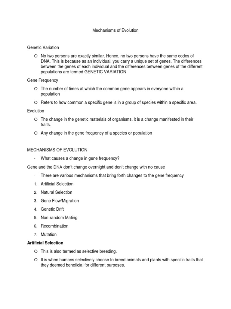 Mechanisms of Evolution | PDF | Evolution | Natural Selection