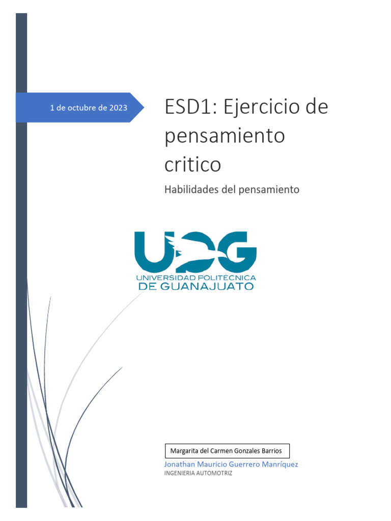 ESD1 JonathanGuerreroManriquez | PDF | Pensamiento | Mente