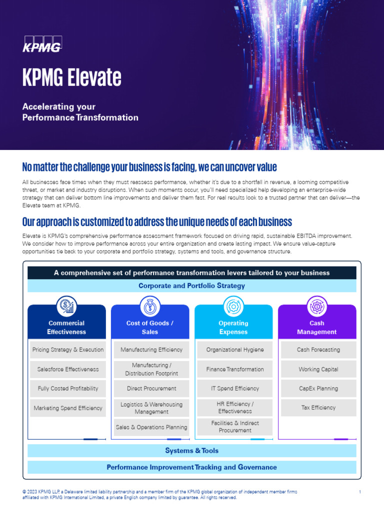 KPMG Elevate: Performance Transformation | PDF | Governance | Sales