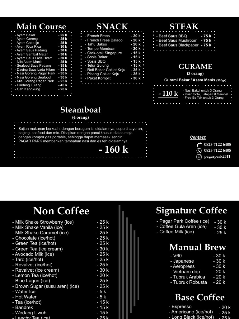 Menu Pagar Park | PDF