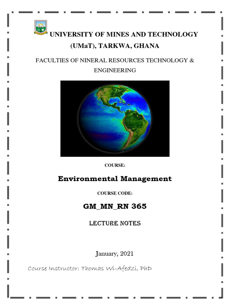 Environmental Management Lecture Notes | PDF | Carbon Dioxide | Adsorption