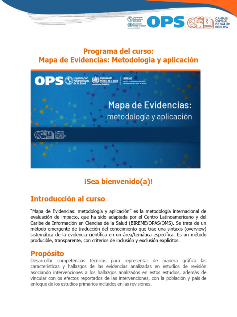 Programa del curso - Mapa de evidencias | PDF | Evaluación | Metodología