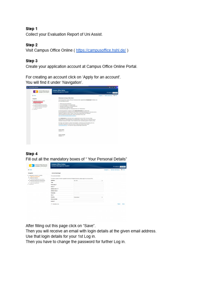 Application Process ELE at HSHL | PDF | Login | Computing