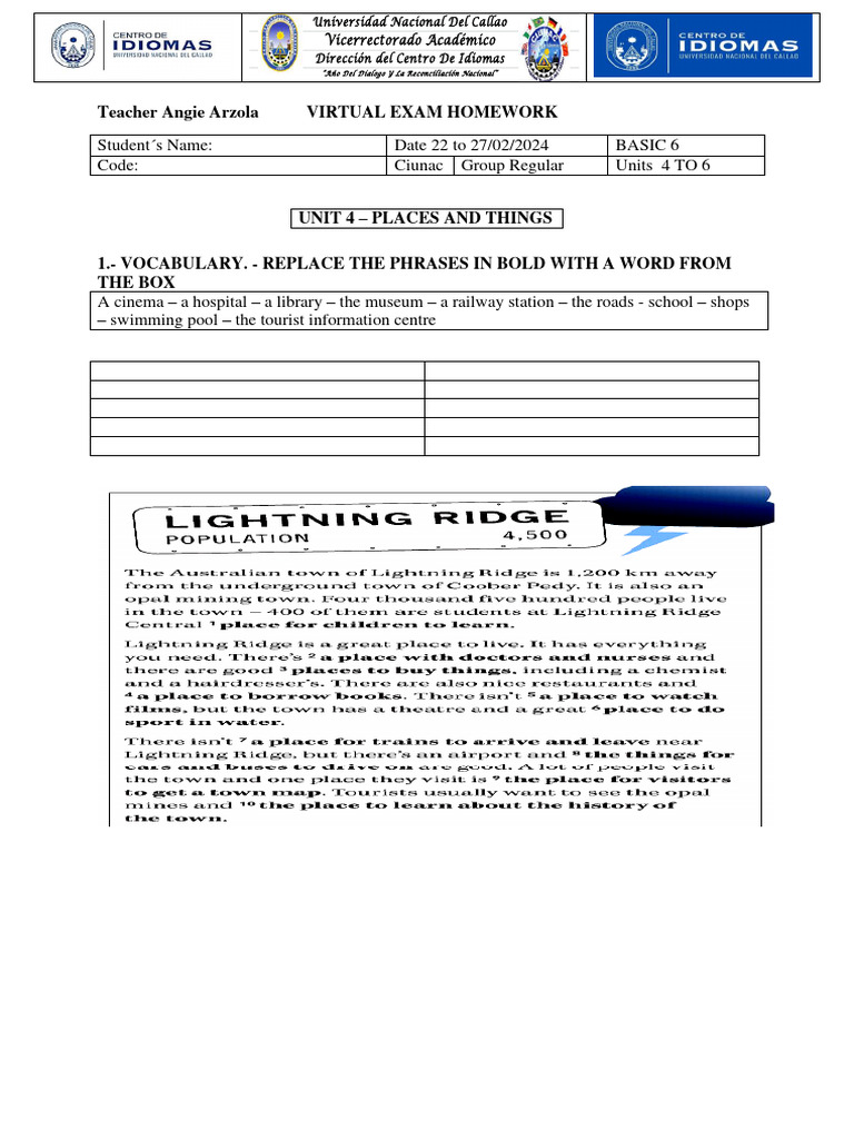 Virtual Exam Homework Basic 6 February 2024 | PDF | Grammar | Linguistics