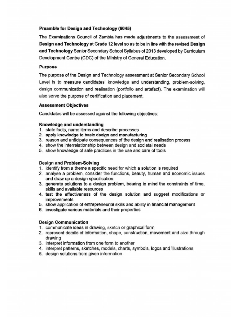 g12 Design Technology p1 2016 Specimen | PDF