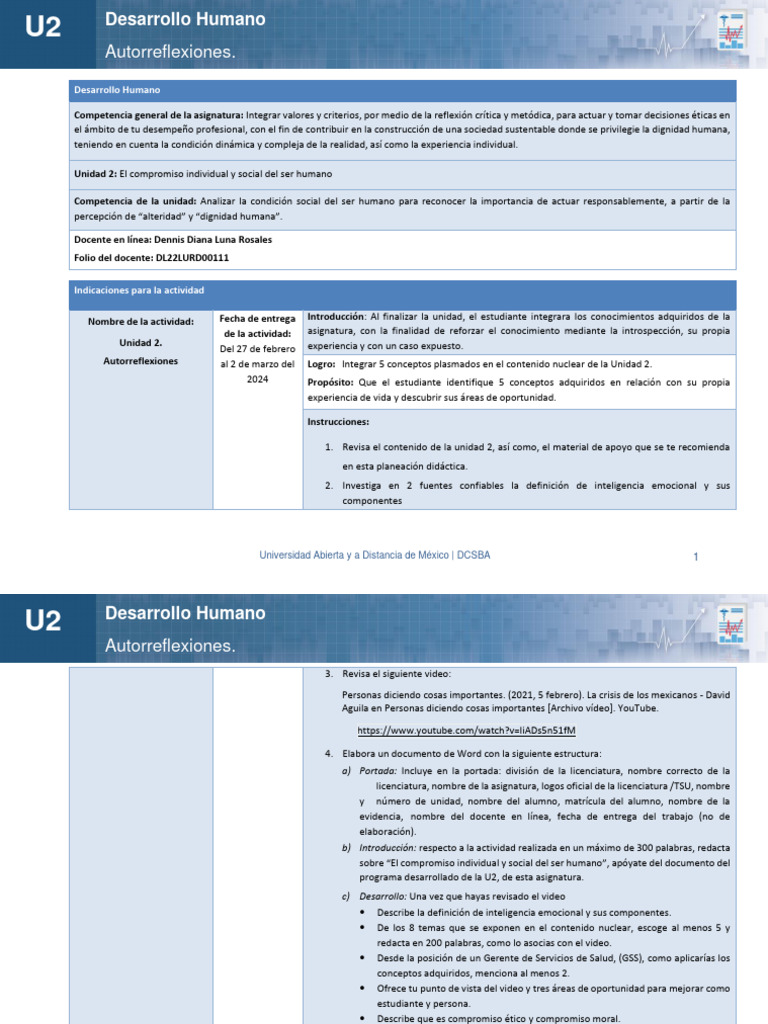 PD - HDHU.U2. Act. Autorreflexiones 2 | PDF | Maestros