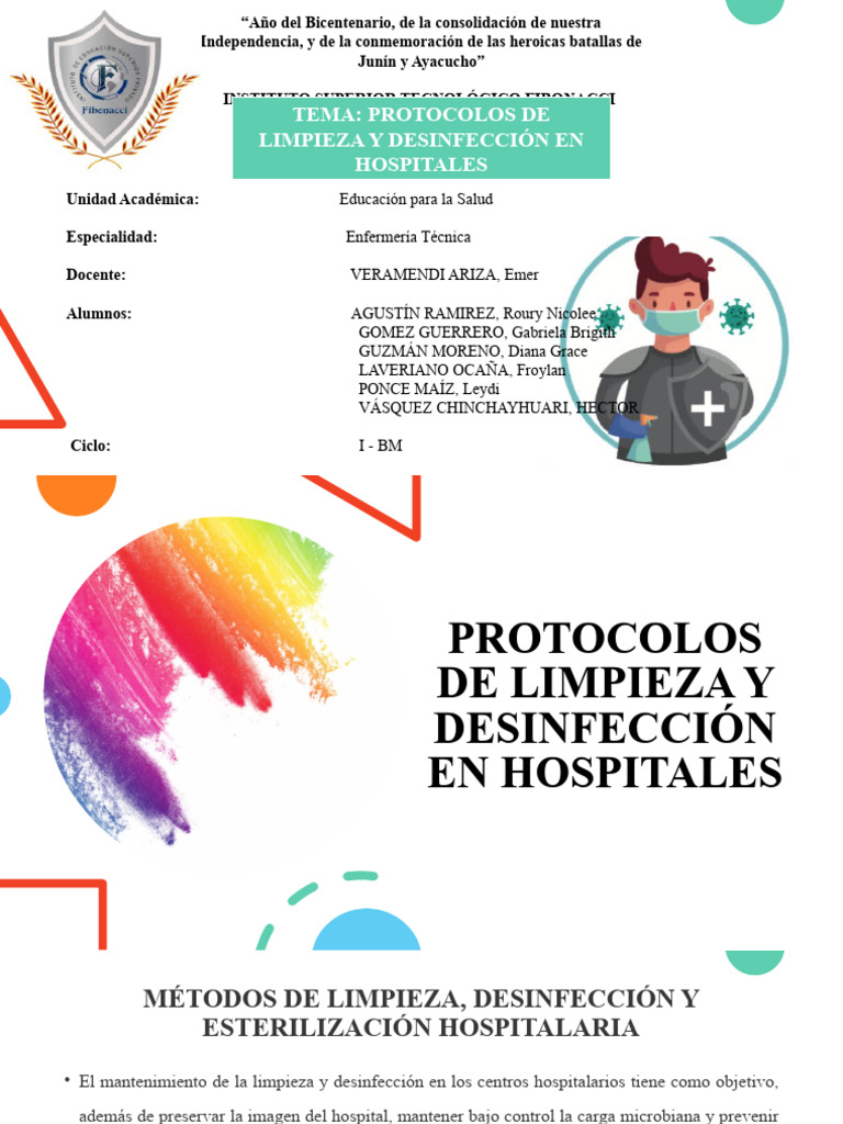 TRABAJO DE EDUCACIÓN PARA LA SALUD - PROTOCOLOS DE LIMPIEZA Y DESINFECCION EN HOSPITALES | PDF ...