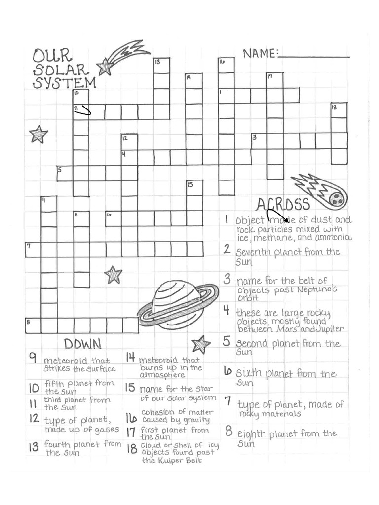 Solar System Crossword - Worksheet | PDF