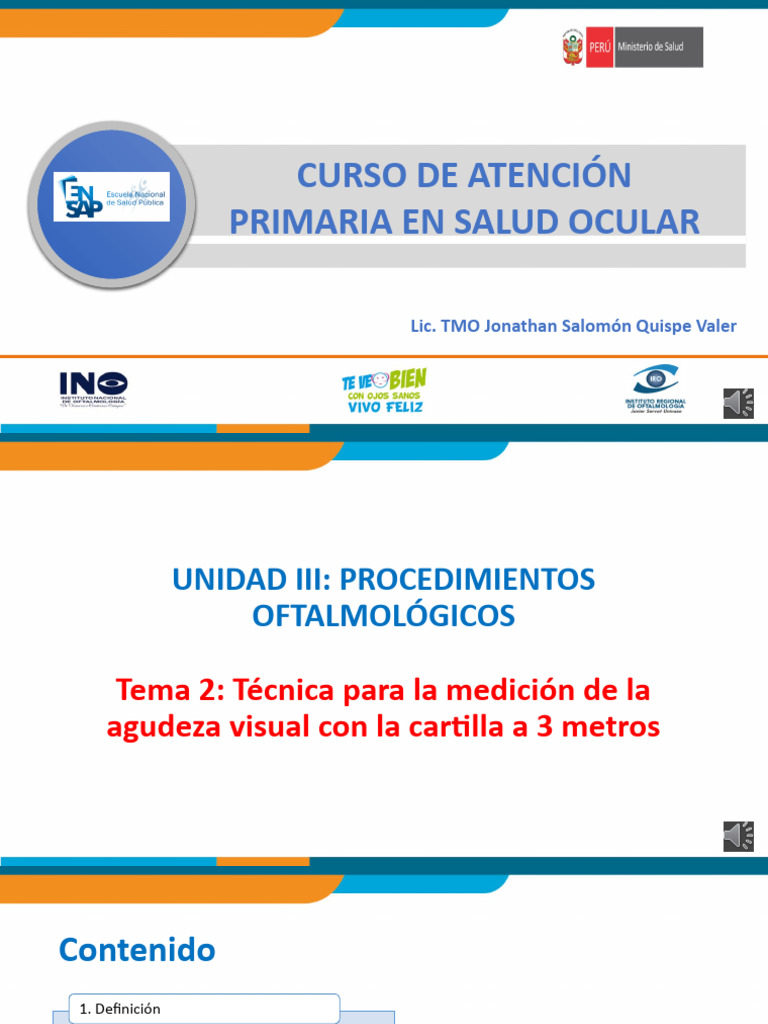 Tema 2 Tecnica Medicion de Agudeza Visual Ok | PDF | Agudeza visual ...