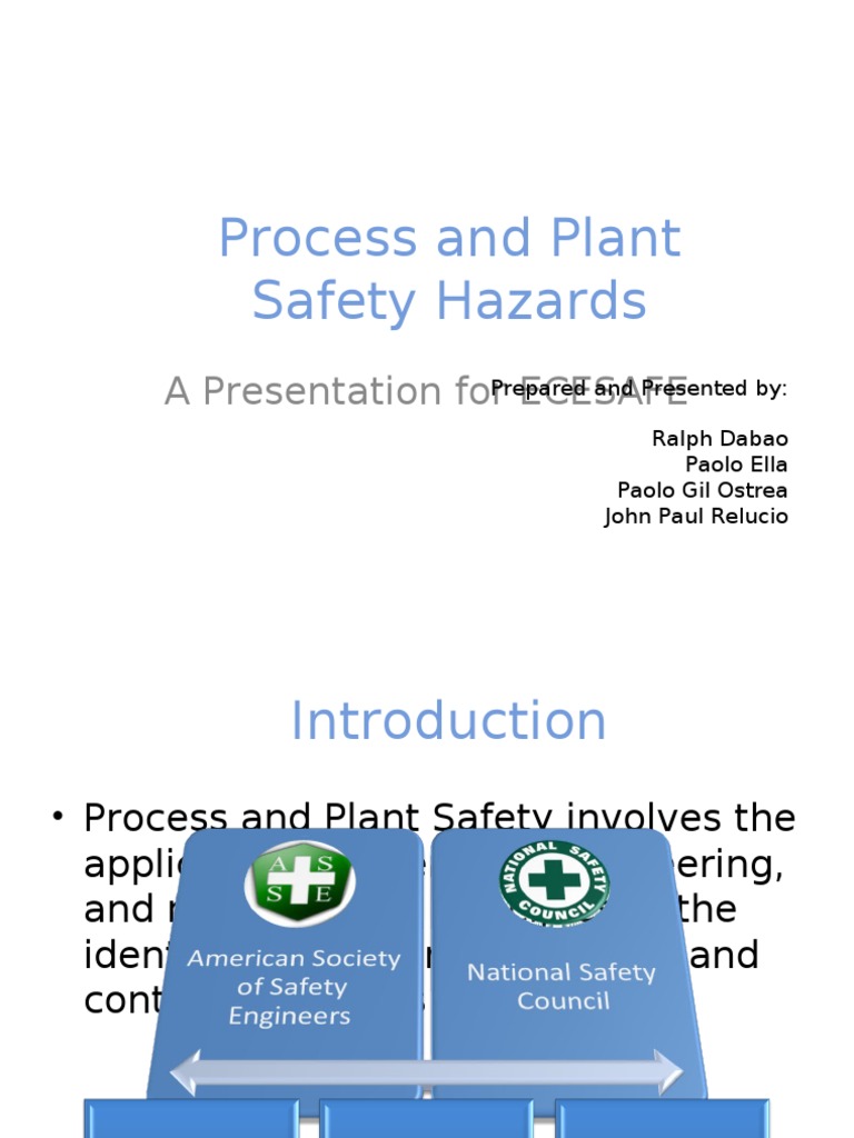 Process and Plant Safety Hazards: A Presentation for ECESAFE