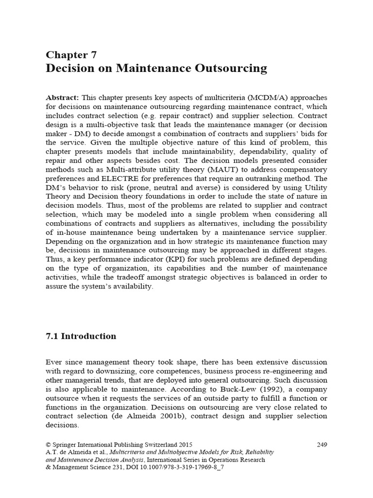 Decision On Maintenance Outsourcing | PDF | Outsourcing | Reliability Engineering