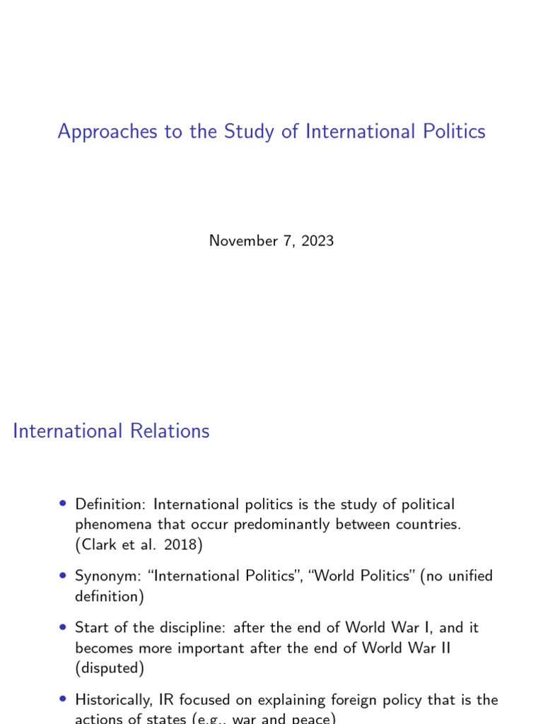 Approaches to International Politics | PDF | Rationality | Scientific Theories
