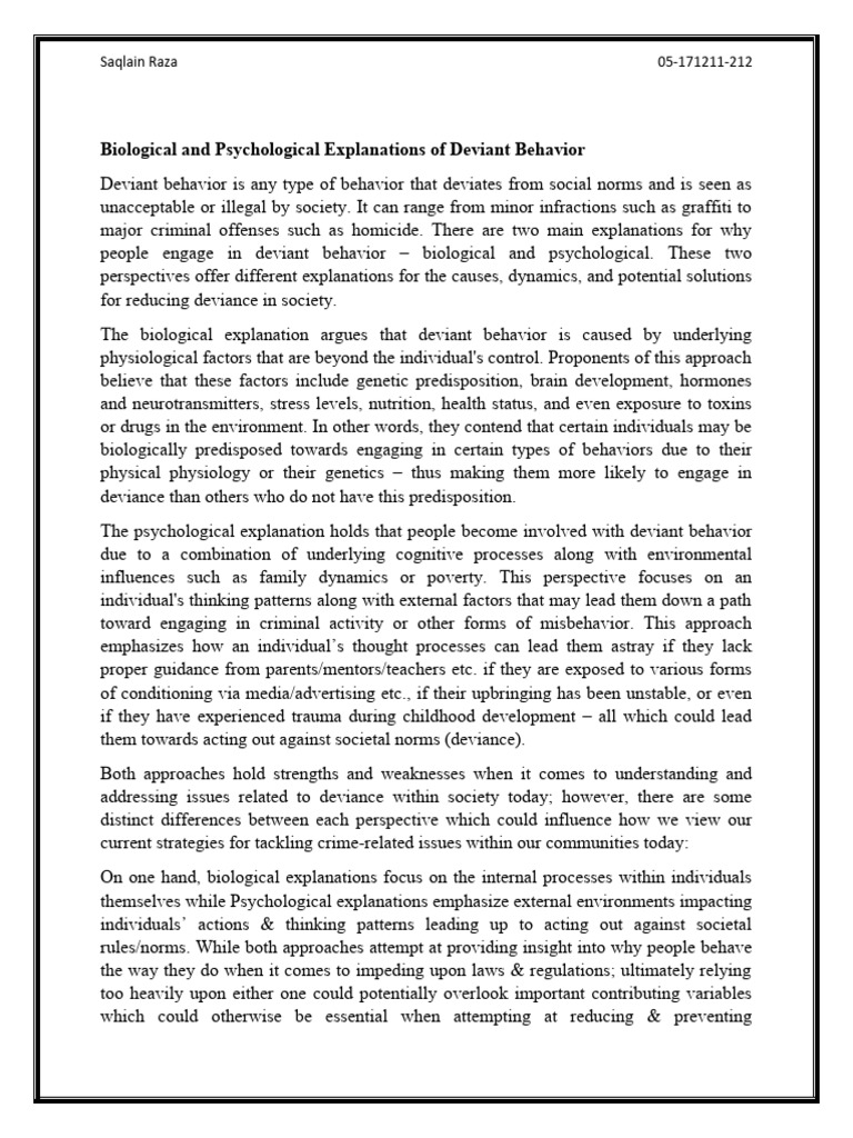 Assignment 1 Deviant Spring 2023 27032023 121621pm | PDF | Deviance (Sociology) | Psychology