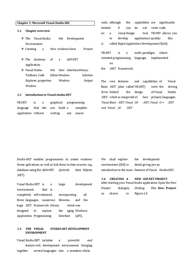 Chapter 2 - Introduction To Visual Studio IDE | Download Free PDF ...