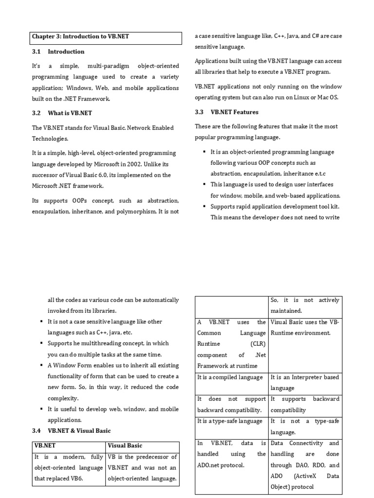 Chapter 3 - Introduction to VB.net | PDF | Variable (Computer Science ... Chapter 3 - Introduction to VB.net | PDF | Variable (Computer Science ...