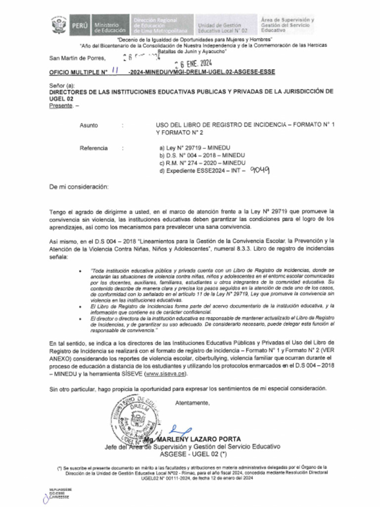 Oficio Multiple Ndeg11-2024 Esse | PDF