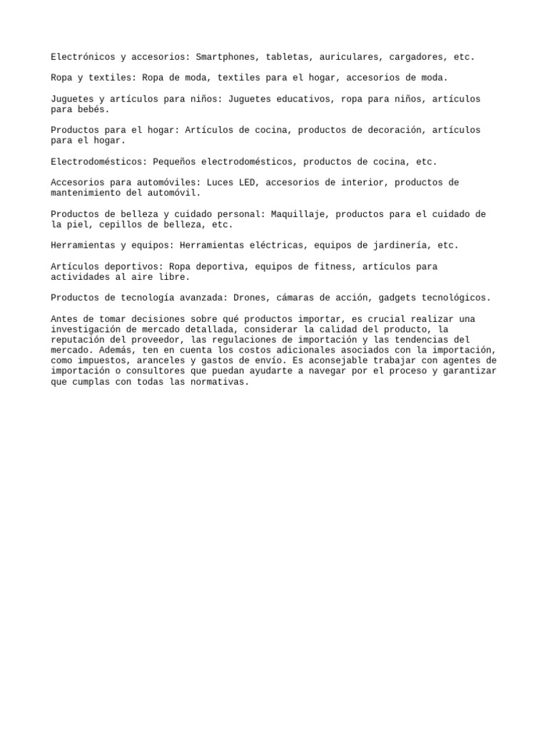 Guía de Importación de Productos Variados | PDF