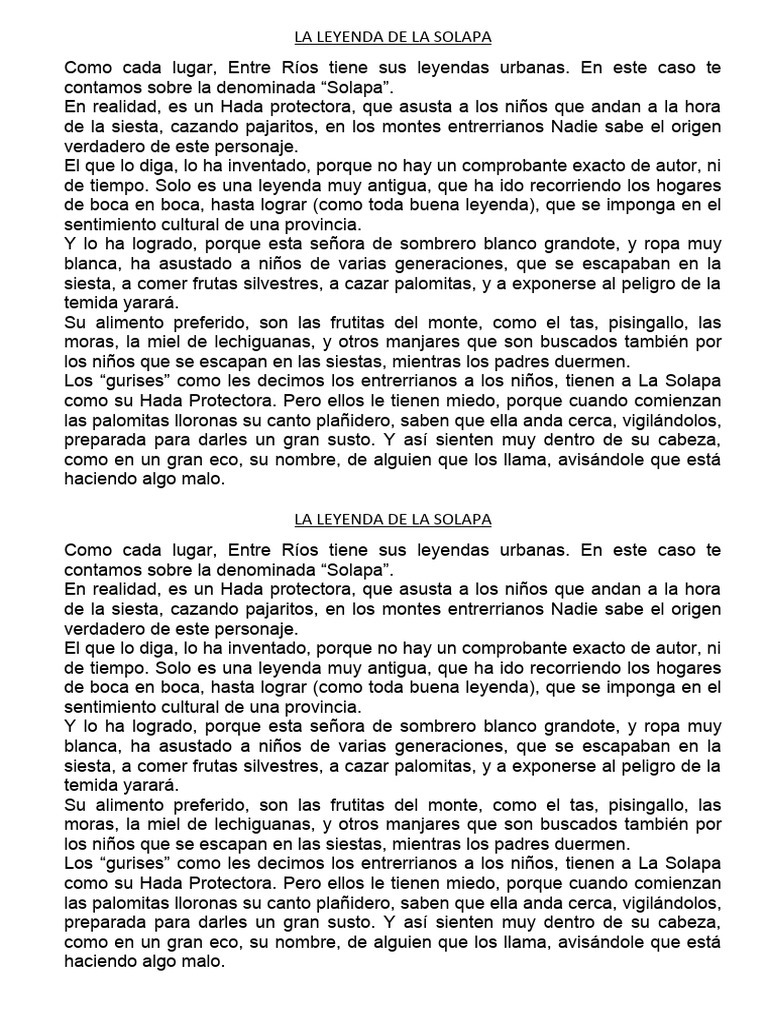 La Leyenda de La Solapa | PDF