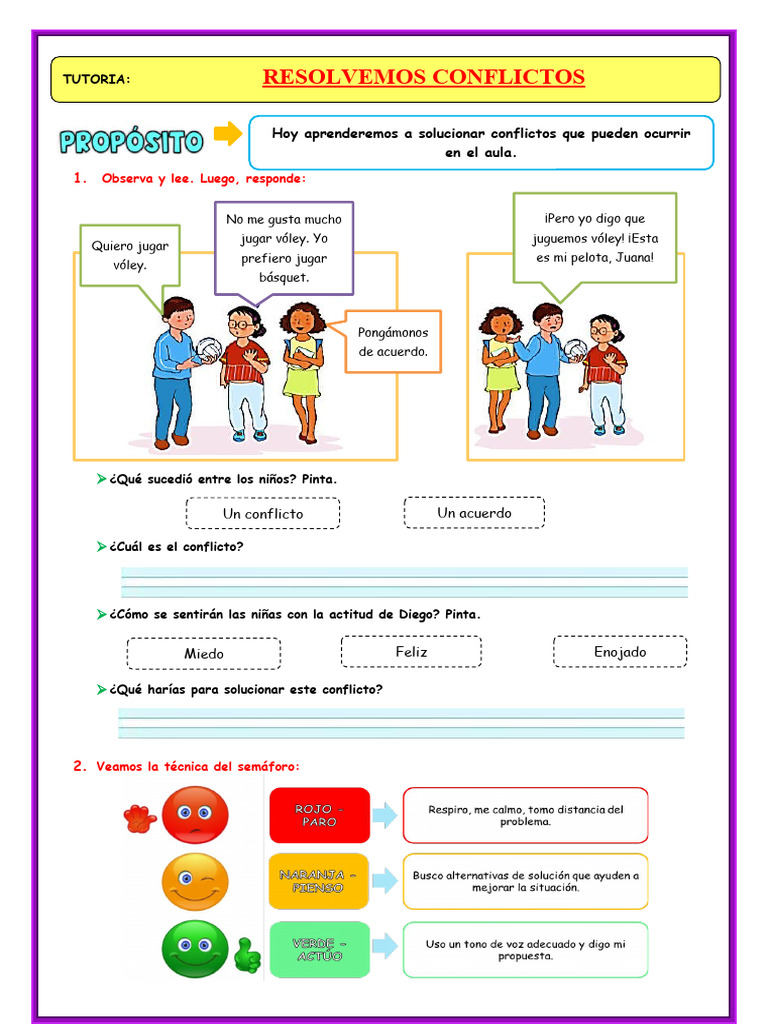 U1 S4 Ficha D5 Tutoria Resolvemos Conflictos Maestras de Primaria Del ...