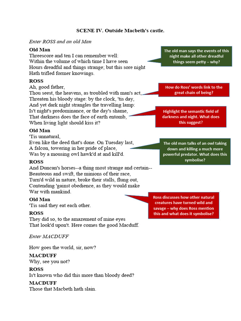 Act 2 Scene 4 Play Script | PDF | Macbeth