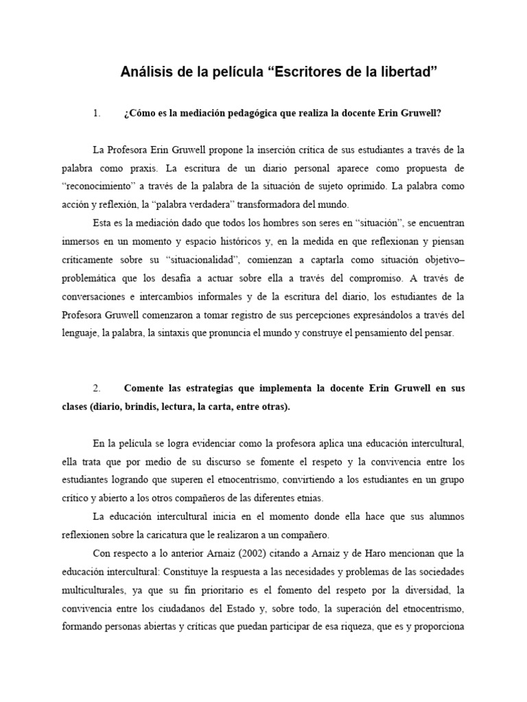 Guía de La Película Escritores de La Libertad | Descargar gratis PDF ...