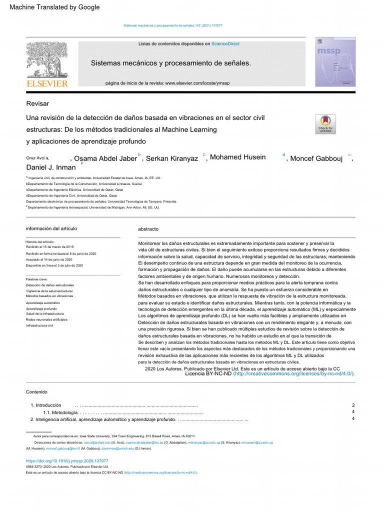 A Review of Vibration-Based Damage Detection in Civil | PDF | Inteligencia artificial ...