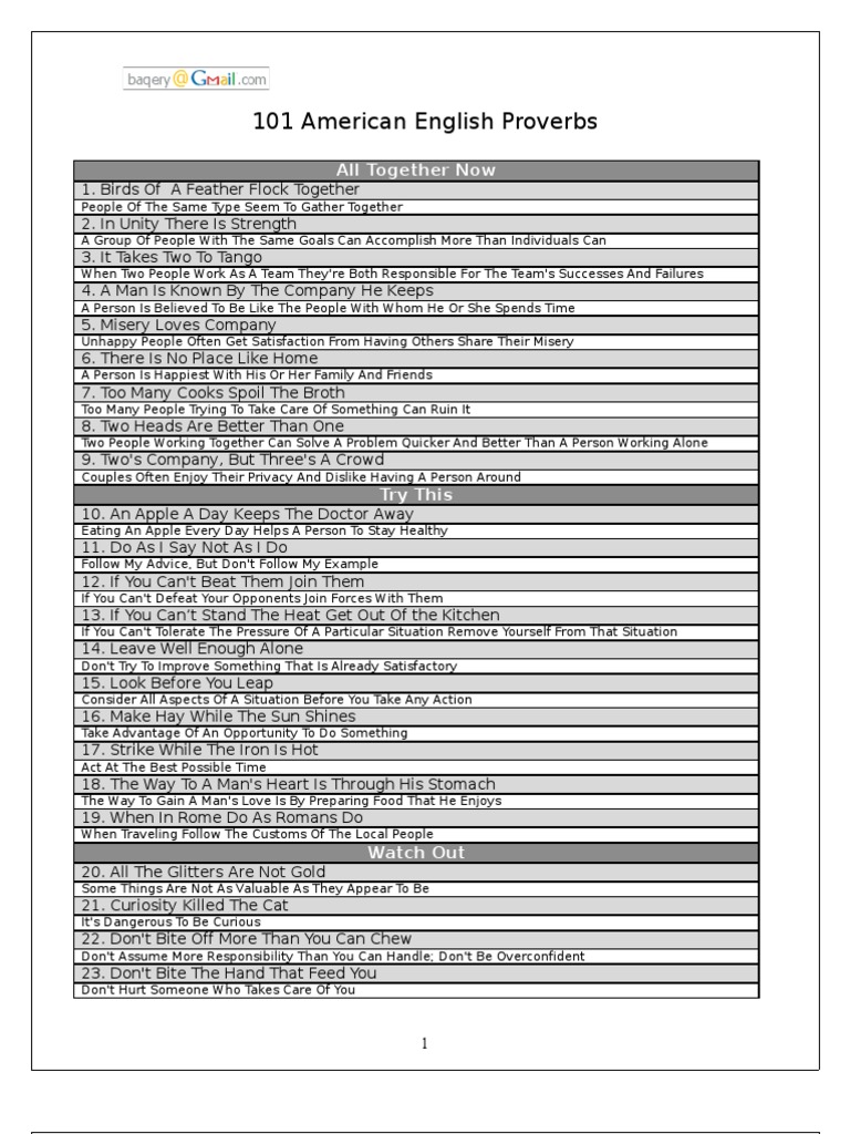 101 American Proverbs Explained | PDF | Self-Improvement
