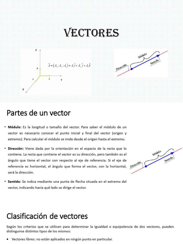 Vectores | PDF | Vector Euclidiano | Escalar (Matemáticas)