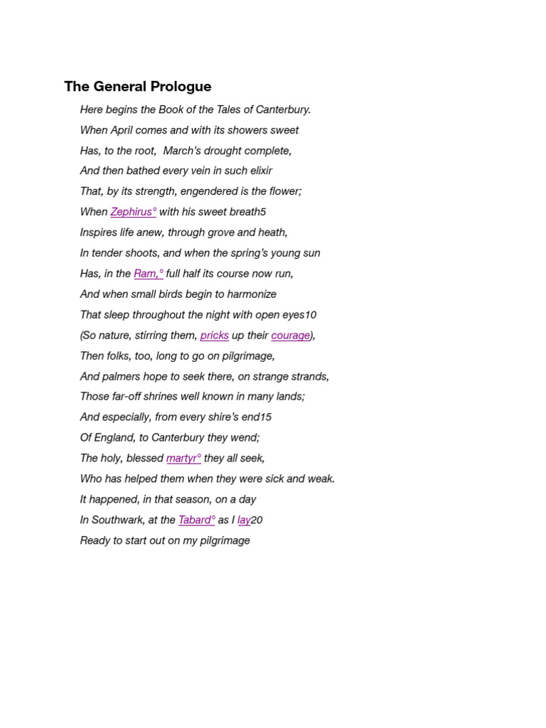 The General Prologue To Canterbury Tales New English-1 | Download Free ...