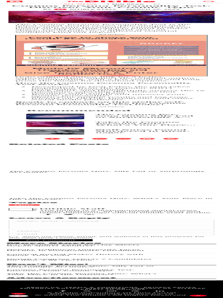 Cosmos Persona Personality Test Discover Your Cosmic Type | PDF