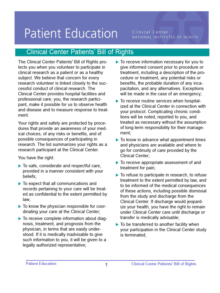 Patient Bill of Rights-NHIUSA | PDF | Patient | Informed Consent