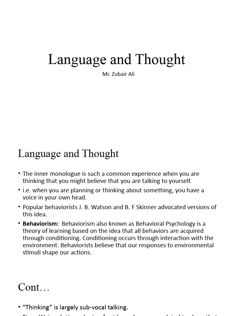 Language and Thought | PDF | Thought | Behaviorism
