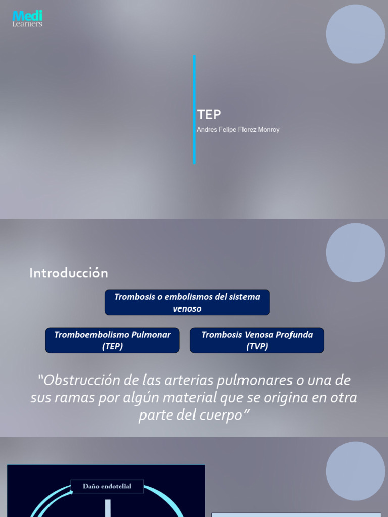 TEP.pptx | PDF | Medicina CLINICA | Enfermedades y trastornos
