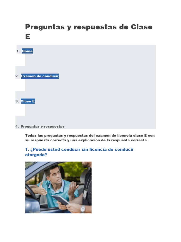 Preguntas y Respuestas Examen Clase E | PDF | Semáforo | Tráfico