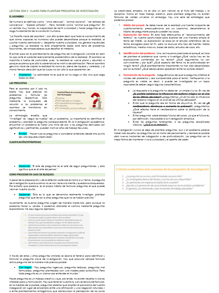 Claves para Formular Preguntas de Investigación | PDF | Realidad ...