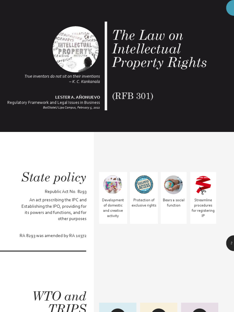 The Law On Intellectual Property Rights | PDF | Copyright Infringement ...