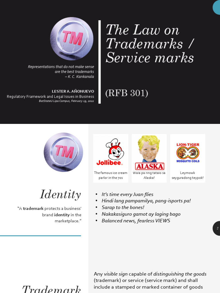 The Law On Trademarks / Service Marks | PDF | Trademark | Trademark Infringement