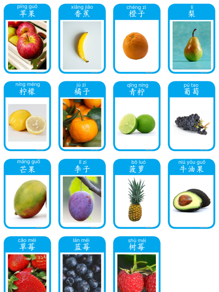 Singapore Mandarin With Pinyin Fruit Photo Flashcards Ver 1 Pdf