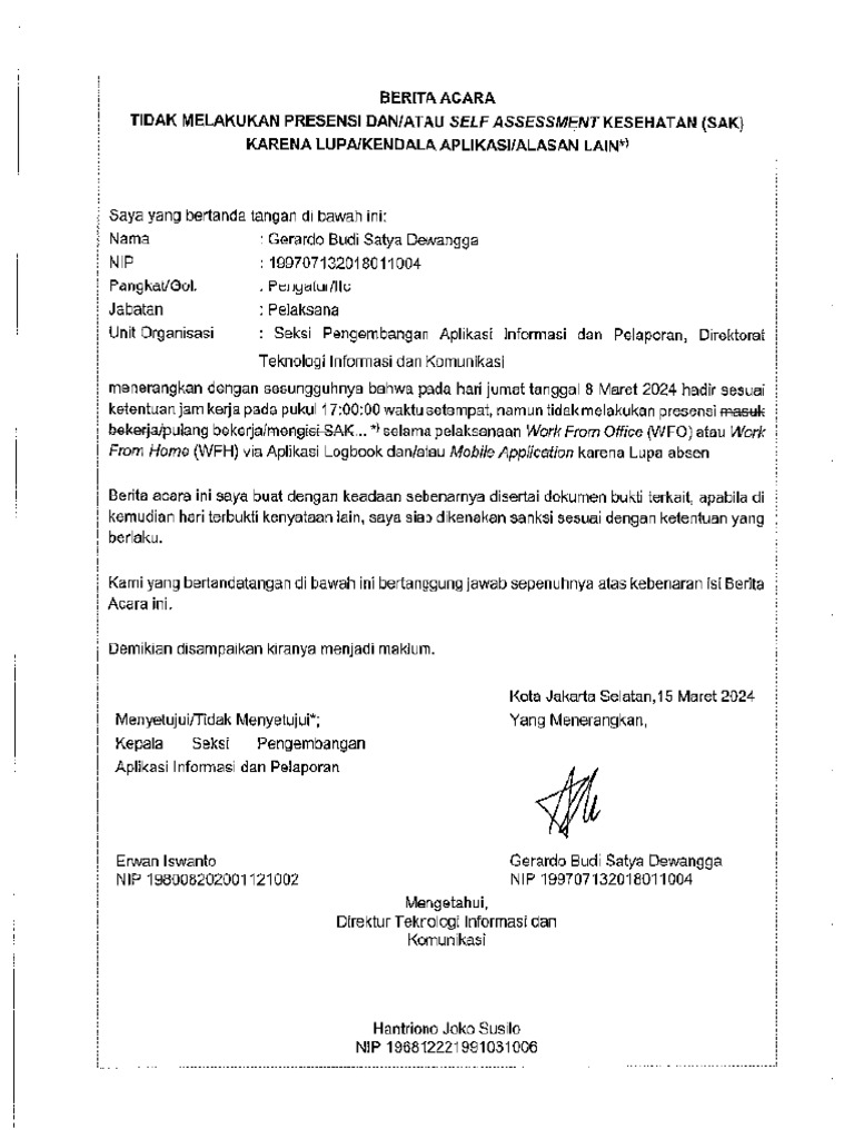 Lupa Absen 8 Maret | PDF