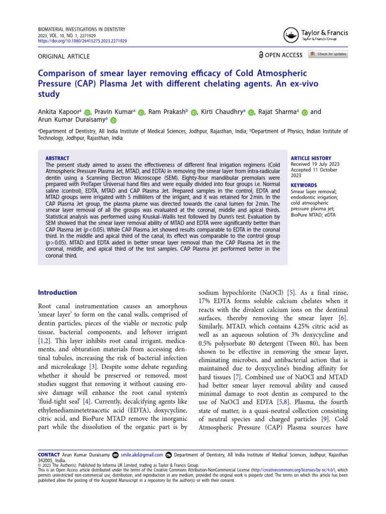Comparison of Smear Layer Removing Efficacy of Col | PDF | Dental ...