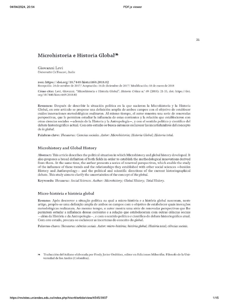 Microhistória e História Global | PDF
