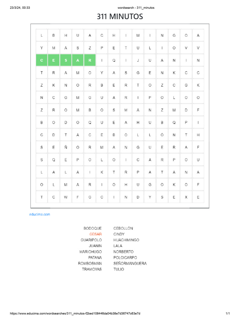 Sopa e Letras 31 Minutos | PDF