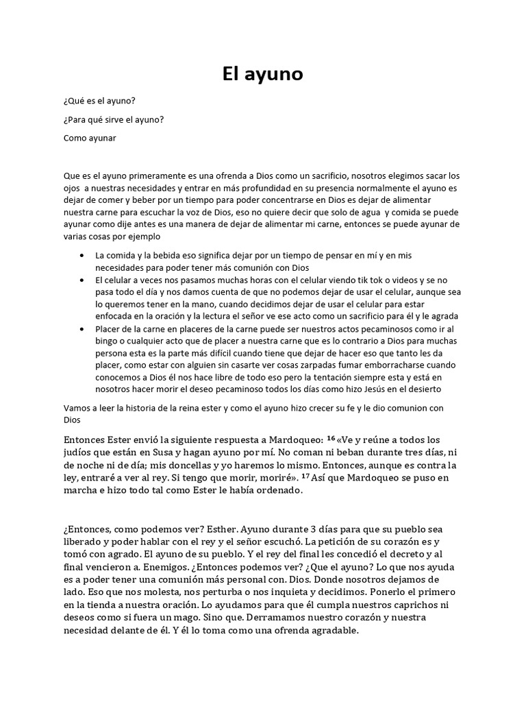 Que Es El Ayuno | PDF | eucaristía | Esther