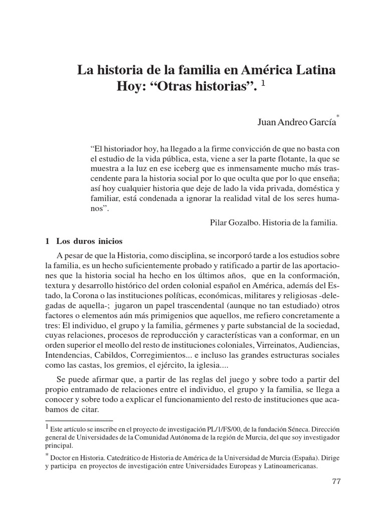 La Historia de La Familia en America Latina Hoy Otras Historias 1218893 ...