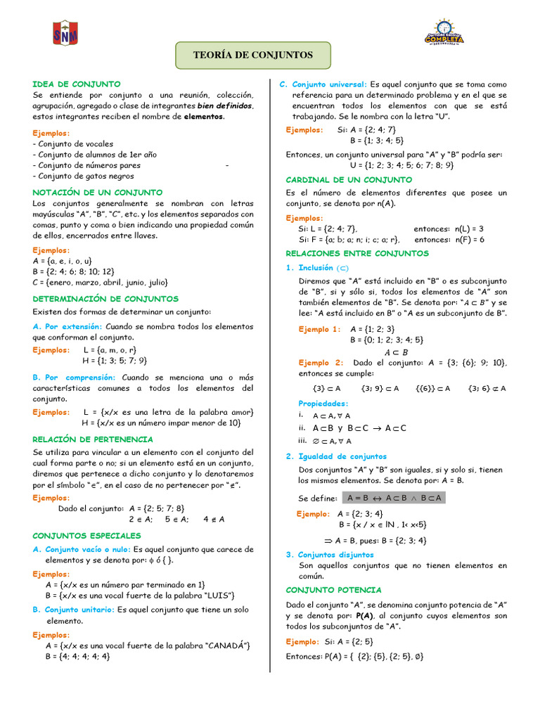 Teoria de Conjuntos | Descargar gratis PDF | Conjunto (Matemáticas ...