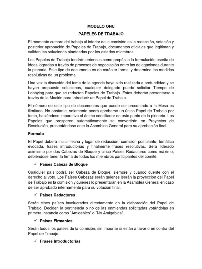 Papel Resolutivo | PDF | Naciones Unidas | Relaciones internacionales