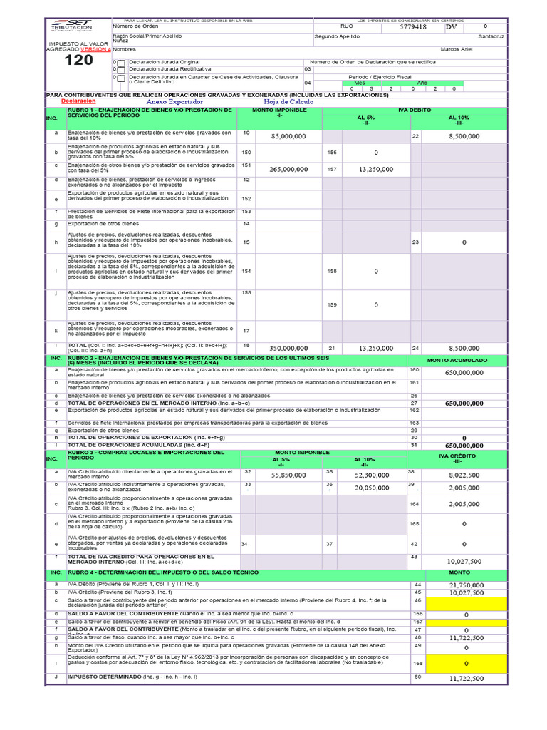 Formulario 120-1 | Descargar gratis PDF | Impuesto al valor agregado ...