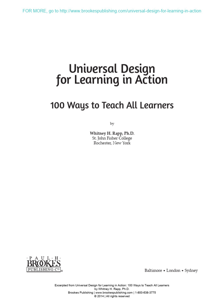 Rapp Universal Design For Learning Activity | PDF | Inclusion ...